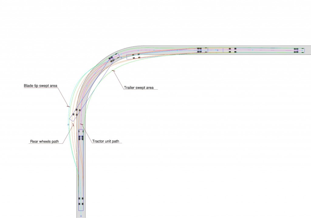 Wind farm internal roads bends additional widening - Wind farm BoP