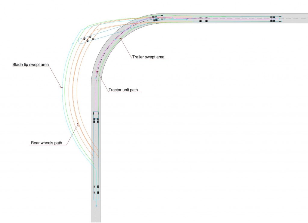 Wind farm internal roads bends additional widening - Wind farm BoP